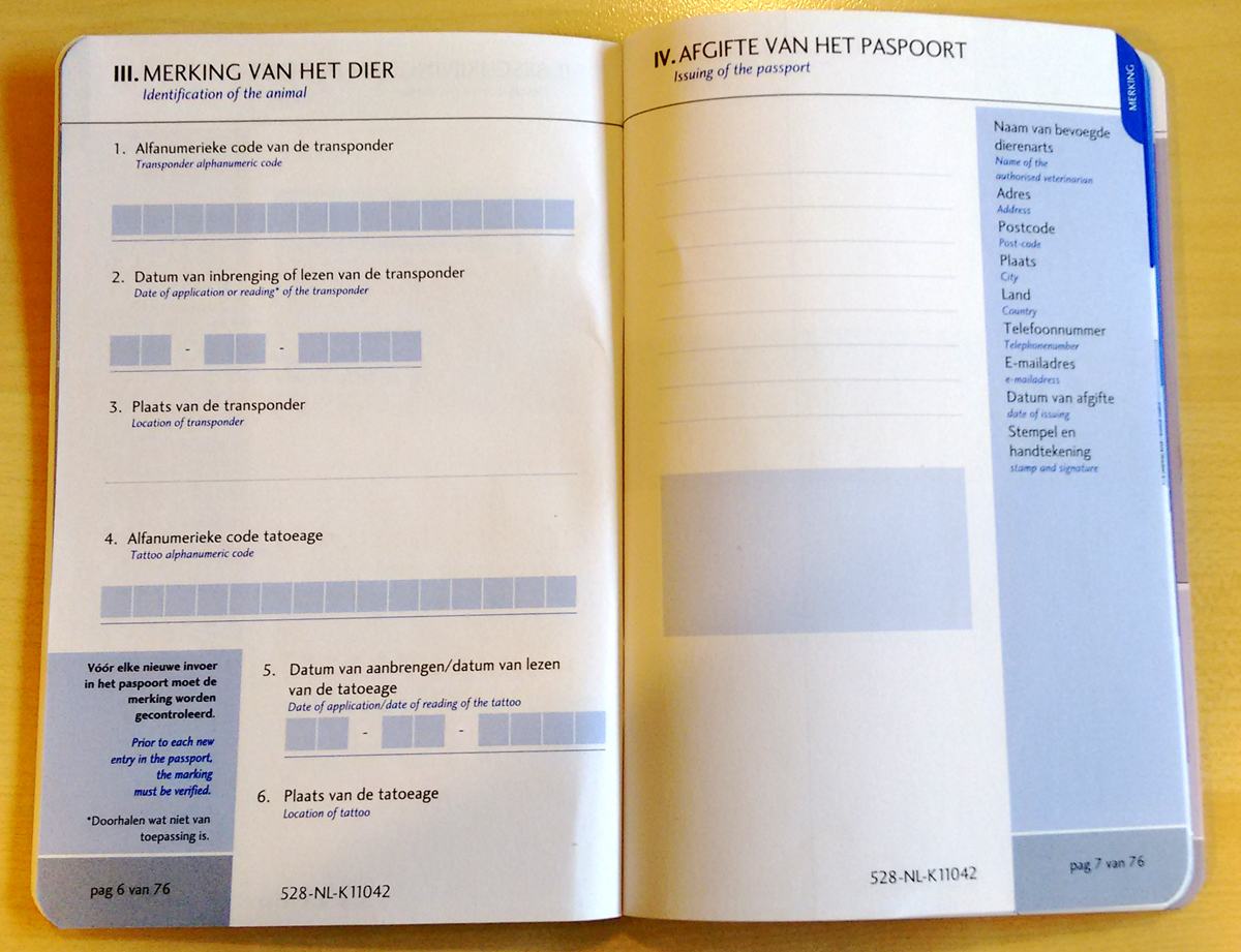 Nieuw dierenpaspoort - Dierenkliniek Tiel-Drumpt